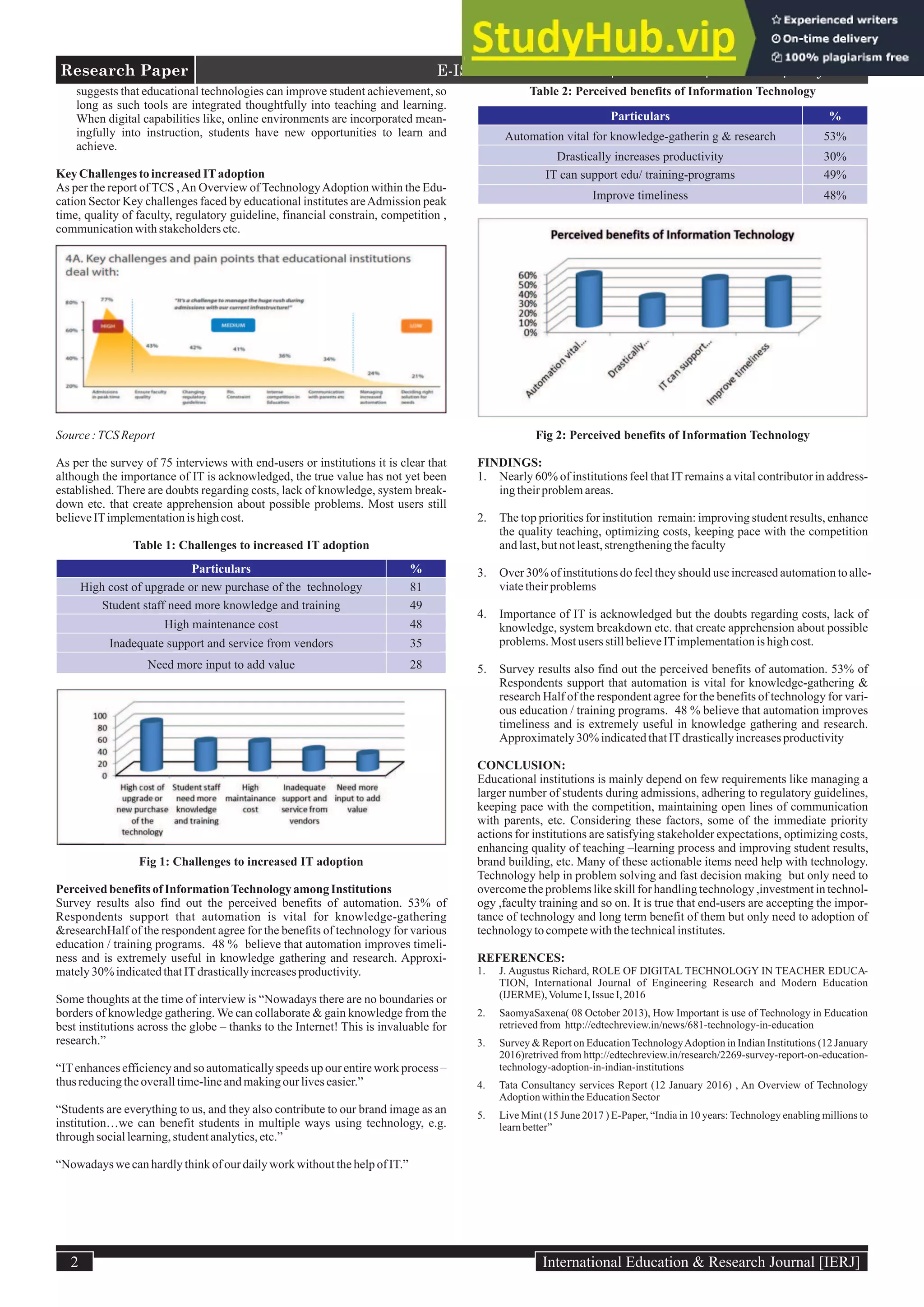 ADOPTION OF TECHNOLOGY IN EDUCATION | PDF