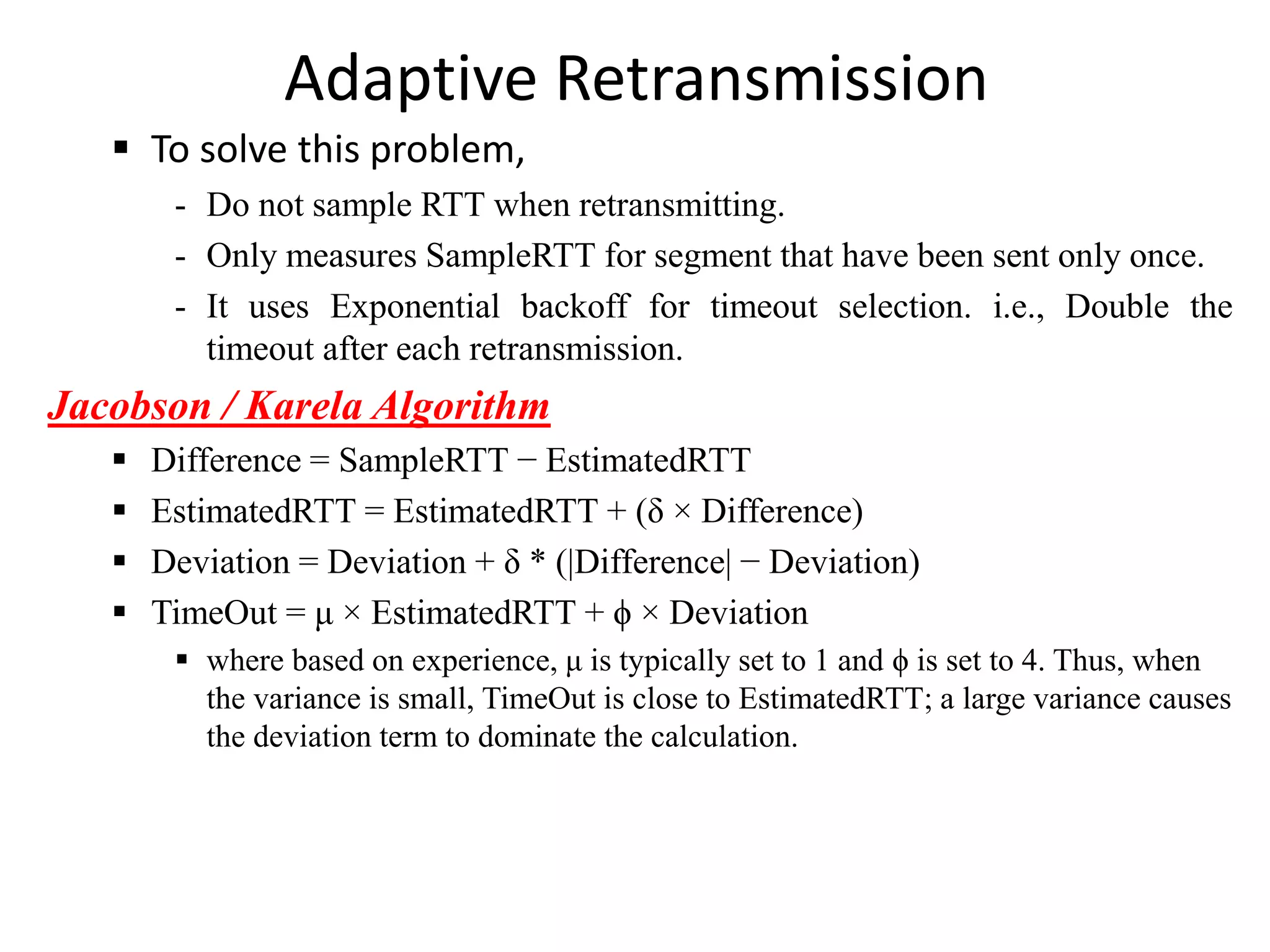 Adoptive retransmission in TCP | PPSX