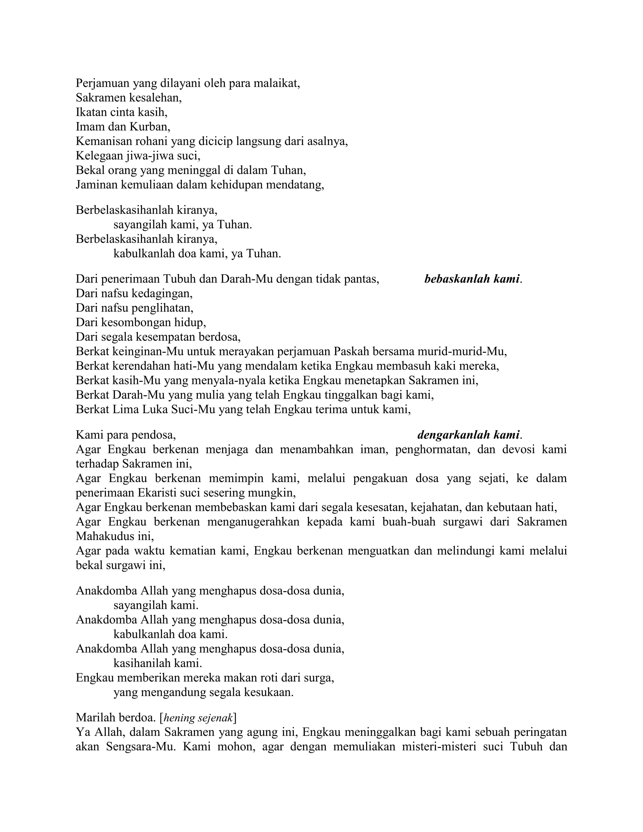 Adorasi Ekaristi pada Sakramen Mahakudus | PDF