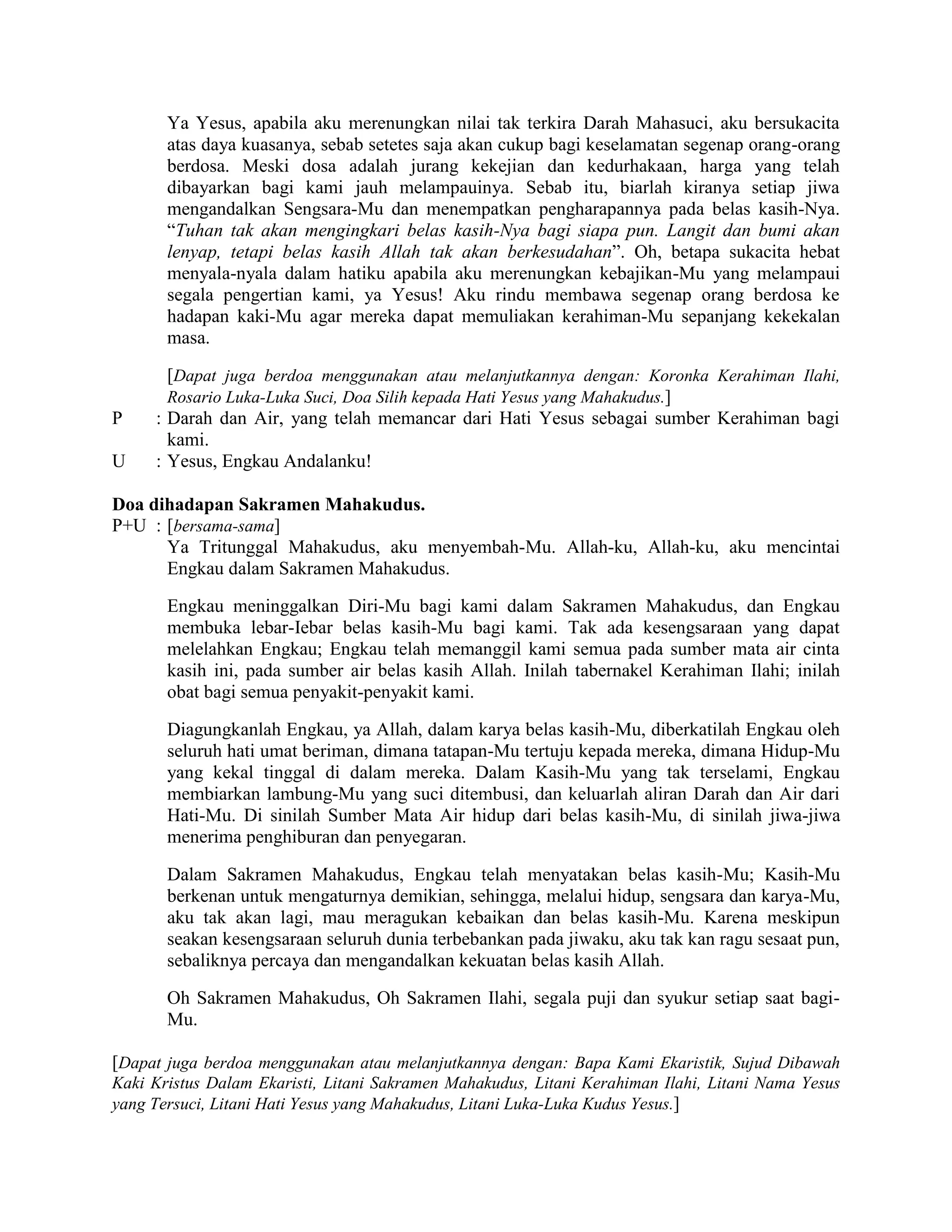 Adorasi Ekaristi pada Sakramen Mahakudus | PDF