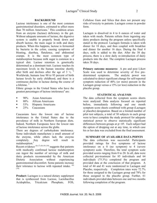 A Double Blind Test Of The Ability Of Lactagen® Formula To Reduce ...