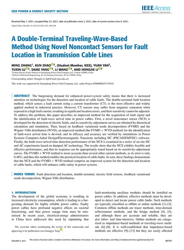 Adouble Terminaltraveling Wave Basedmethodusingnovelnoncontact