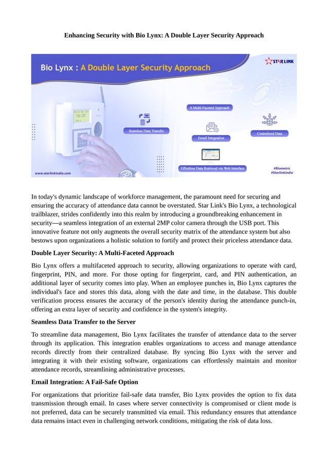 Bio Lynx: A Double Layer Security Approach | PDF