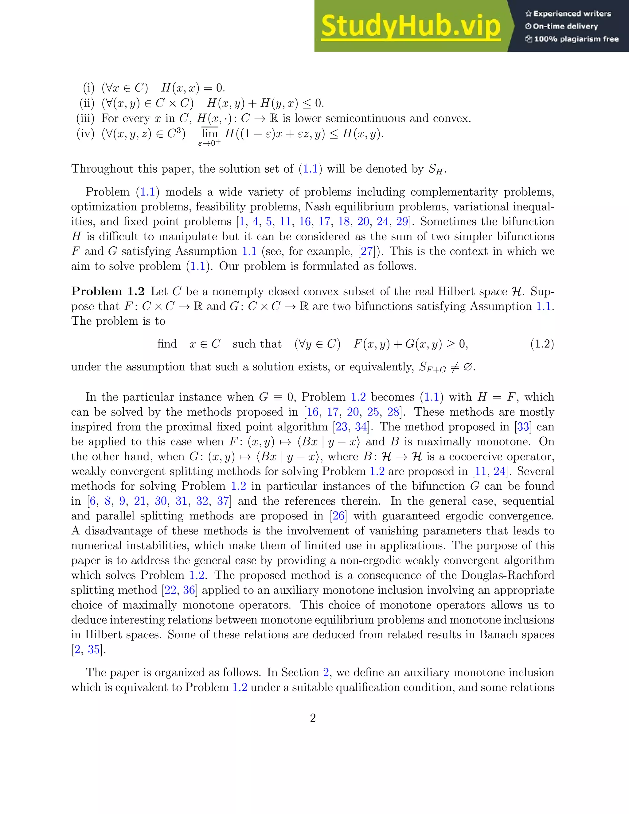 A Douglas Rachford Splitting Method For Solving Equilibrium Problems Pdf Physics Science