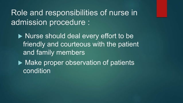 admission procedure in nursing | PPTX | Healthcare Industry | Industries