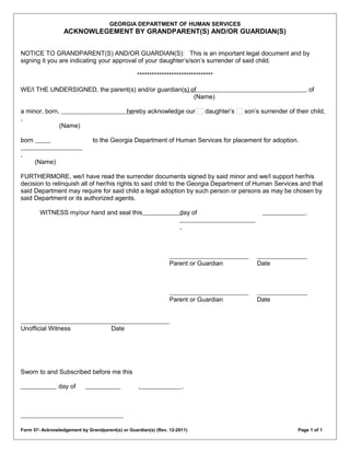 Adp 574 grandparent acknowledgement | DOC