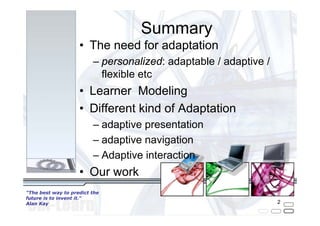 Adpative learning environment diffusable | PPT