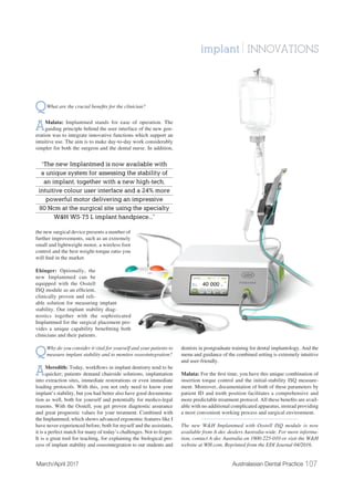 A new generation Implantmed now available with Ostell ISQ Module | PDF
