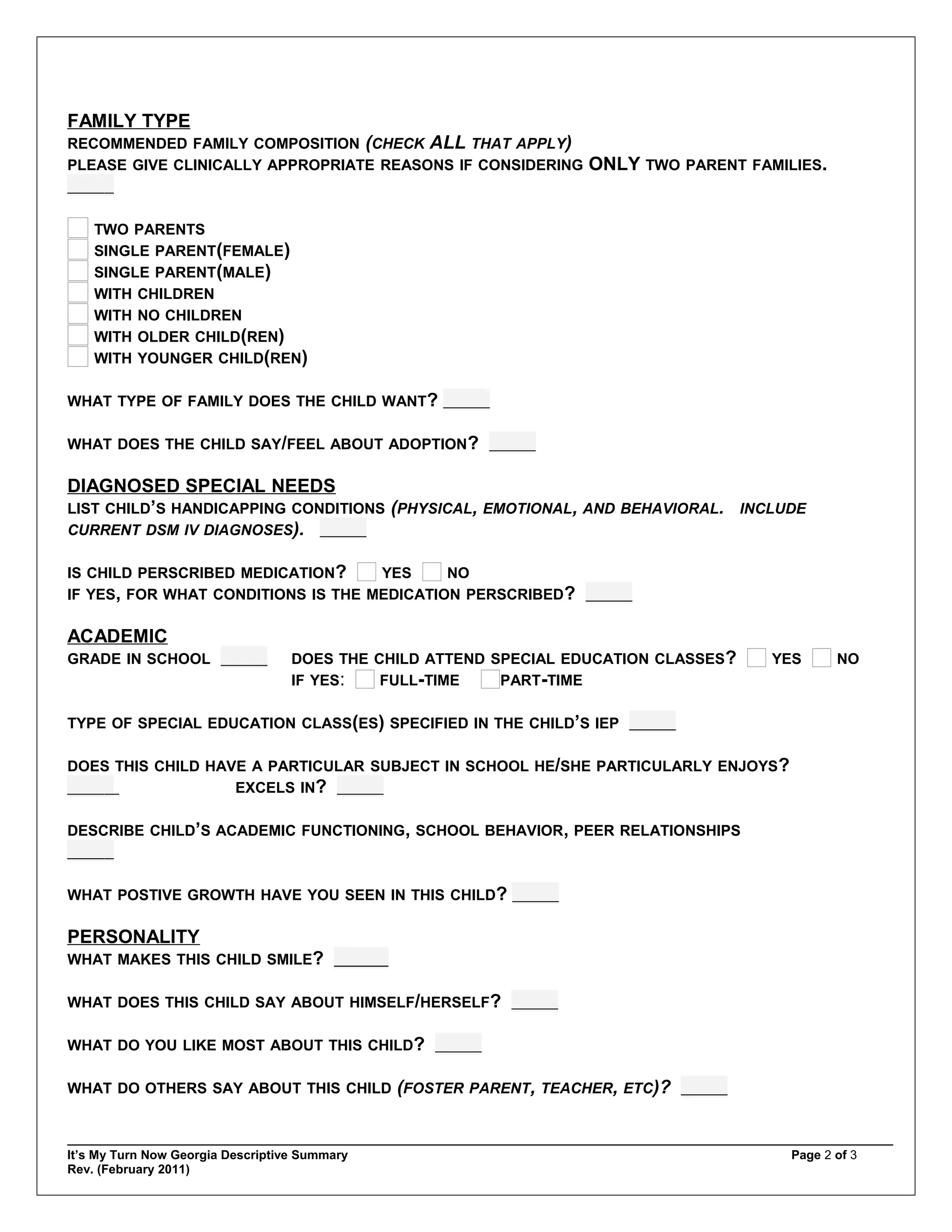 Adp its my turn now georgia descriptive summary | DOC | Adoption and ...