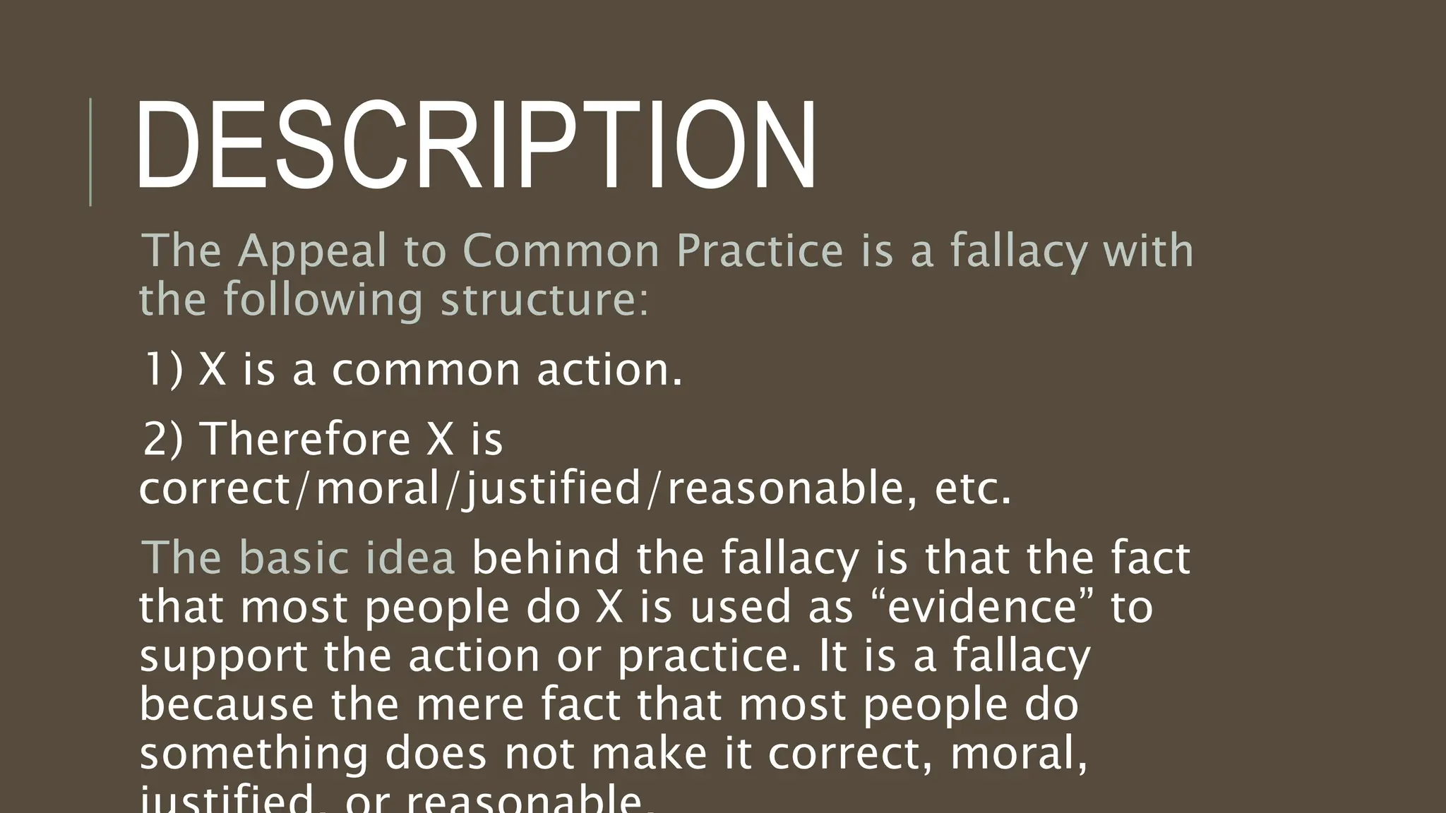 Ad Populum logical fallacy (improper appeal to practice) | PPTX