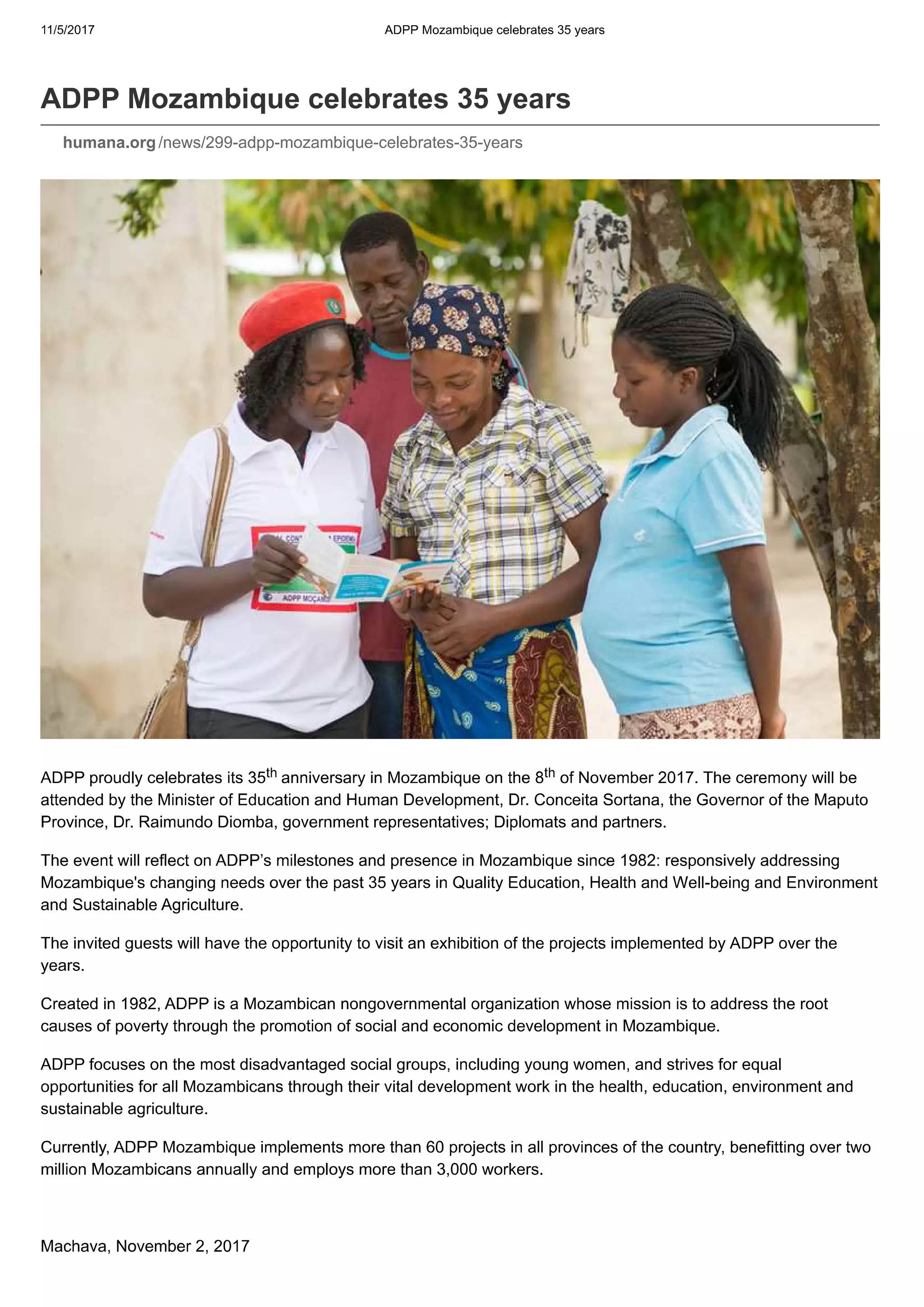 ADPP MOZAMBIQUE CELEBRATES 35 YEARS | PDF