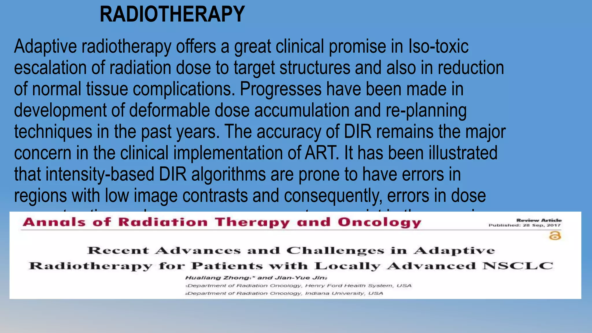 COMPLETE OVERVIEW ON ADAPTIVE RADIOTHERAPY OVER DAILY IMAGE GUIDED ...