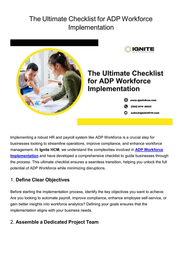 The Ultimate Checklist for ADP Workforce Implementation | PDF