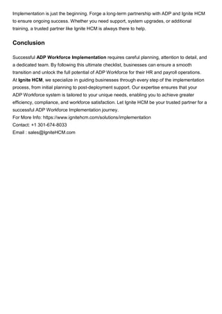 The Ultimate Checklist for ADP Workforce Implementation | PDF