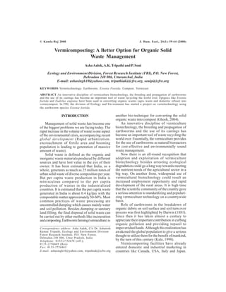 Vermicomposting: A Better Option for Organic Solid Waste Management | PDF