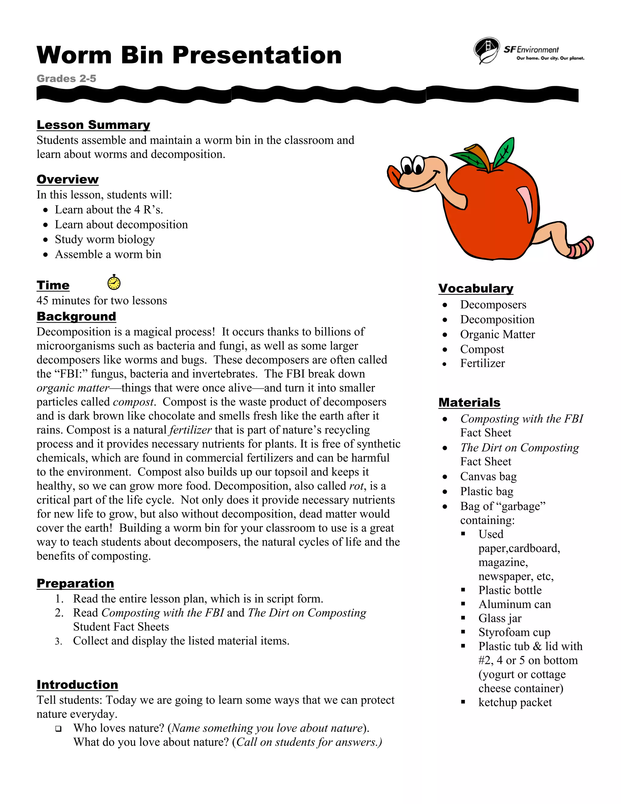Teacher Worm Composting Guide | PDF