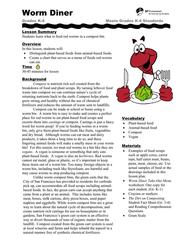Teacher Worm Composting Guide | PDF