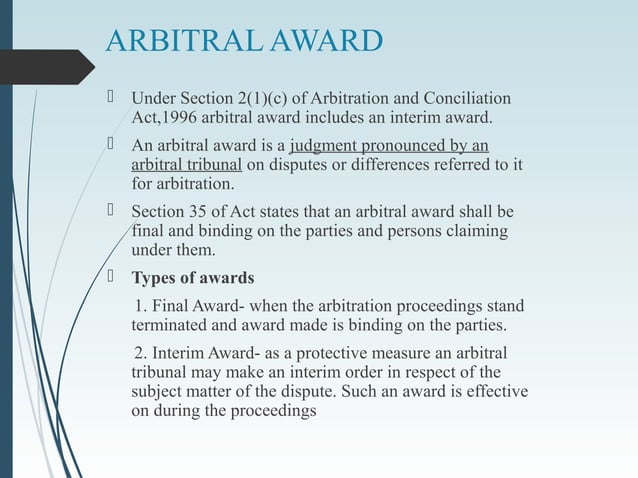 Arbitration and Conciliation Act 1996 | PPT