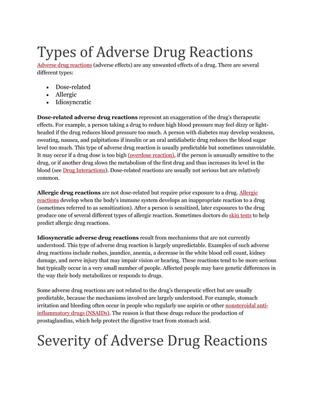 Adverse drug reaction types | PDF