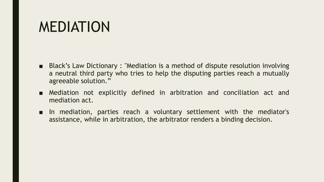 Arbitration, mediation and conciliation in India | PPTX | Law