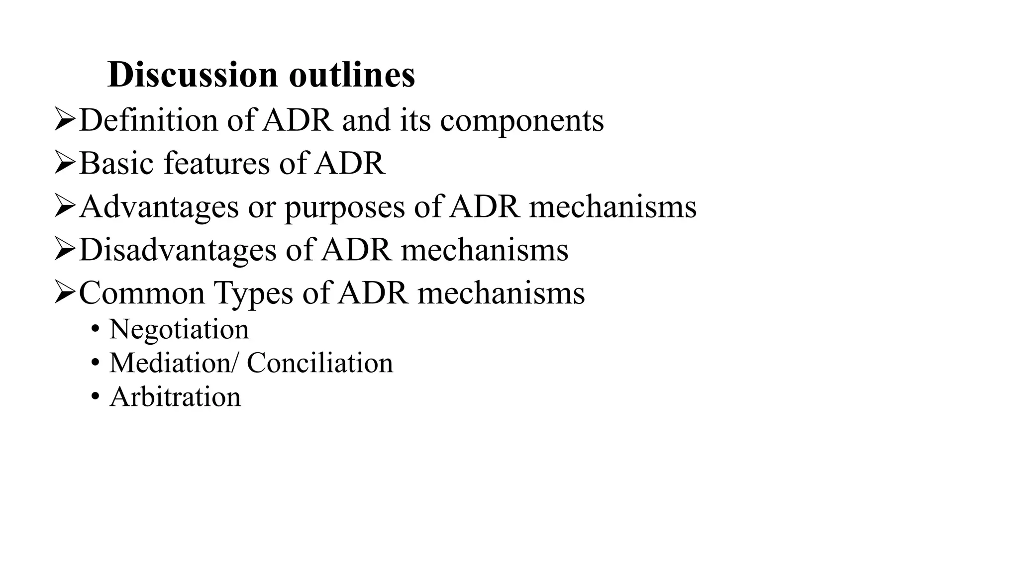 ADR. Part one Definition and Basic features | PDF