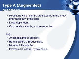 ADR classification which describes about adverse drug reaction | PDF