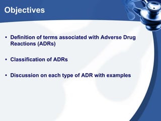 ADR classification which describes about adverse drug reaction | PDF