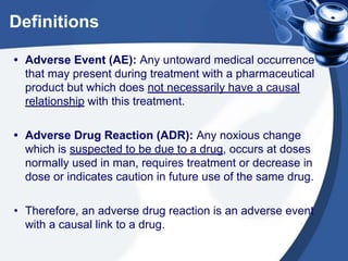 ADR classification which describes about adverse drug reaction | PPT