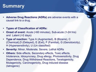 ADR classification which describes about adverse drug reaction | PDF