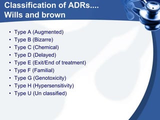 ADR classification which describes about adverse drug reaction | PDF
