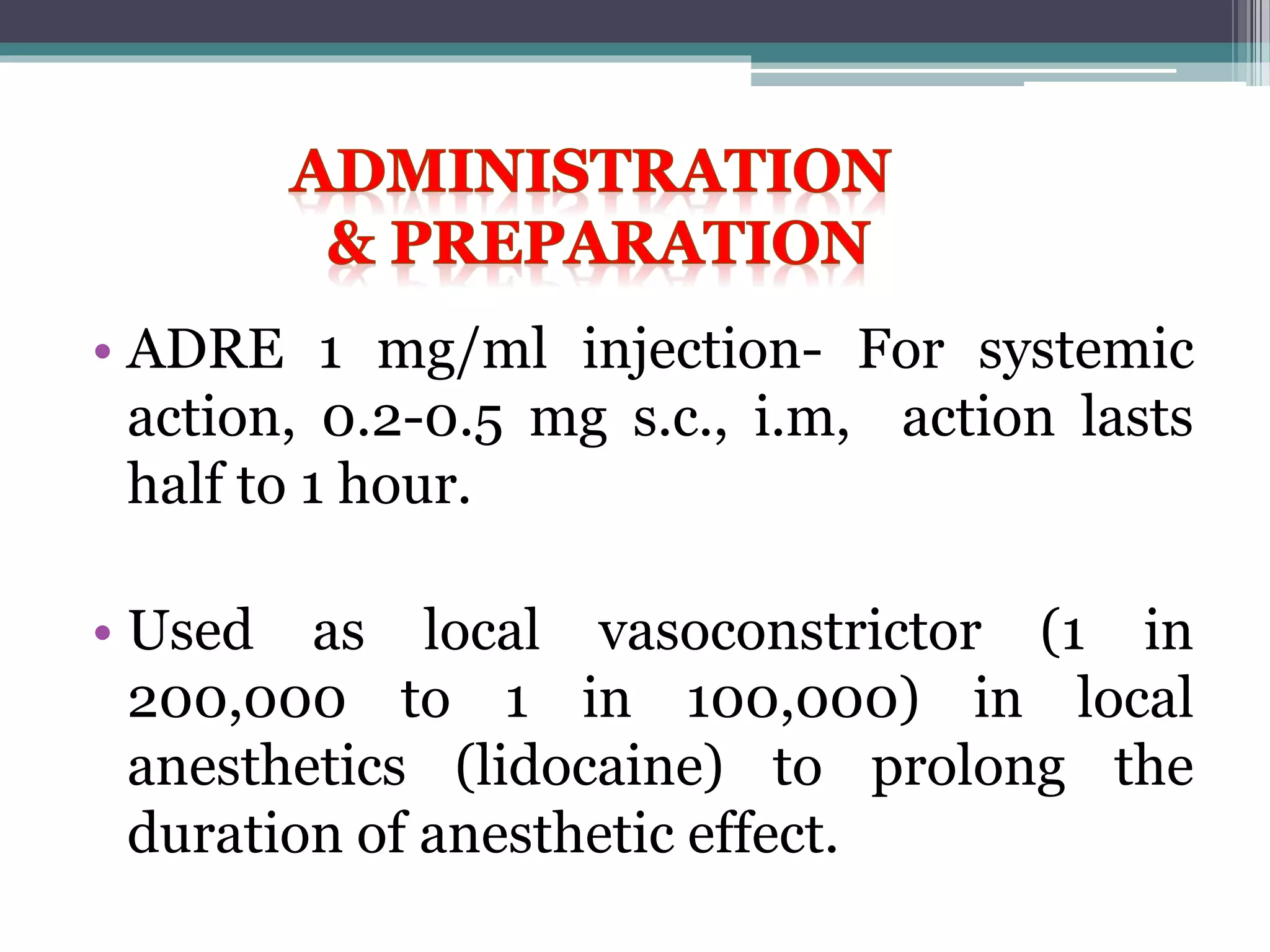 Pharmacology of Adrenaline as a neurotransmitter | PPTX