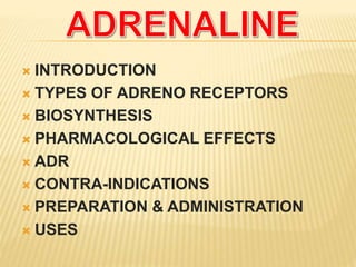 Pharmacology of Adrenaline as a neurotransmitter | PPTX