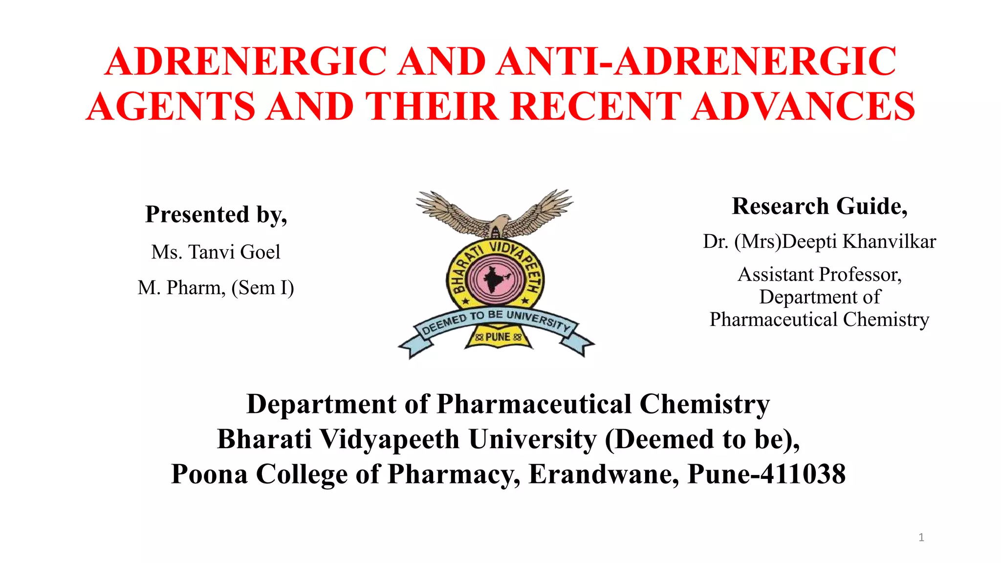 Adrenergic and anti-adrenergic agents | PPTX