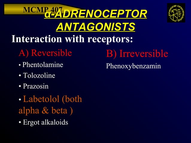 Adrenergic antagonists alpha and beta blockers | PPT