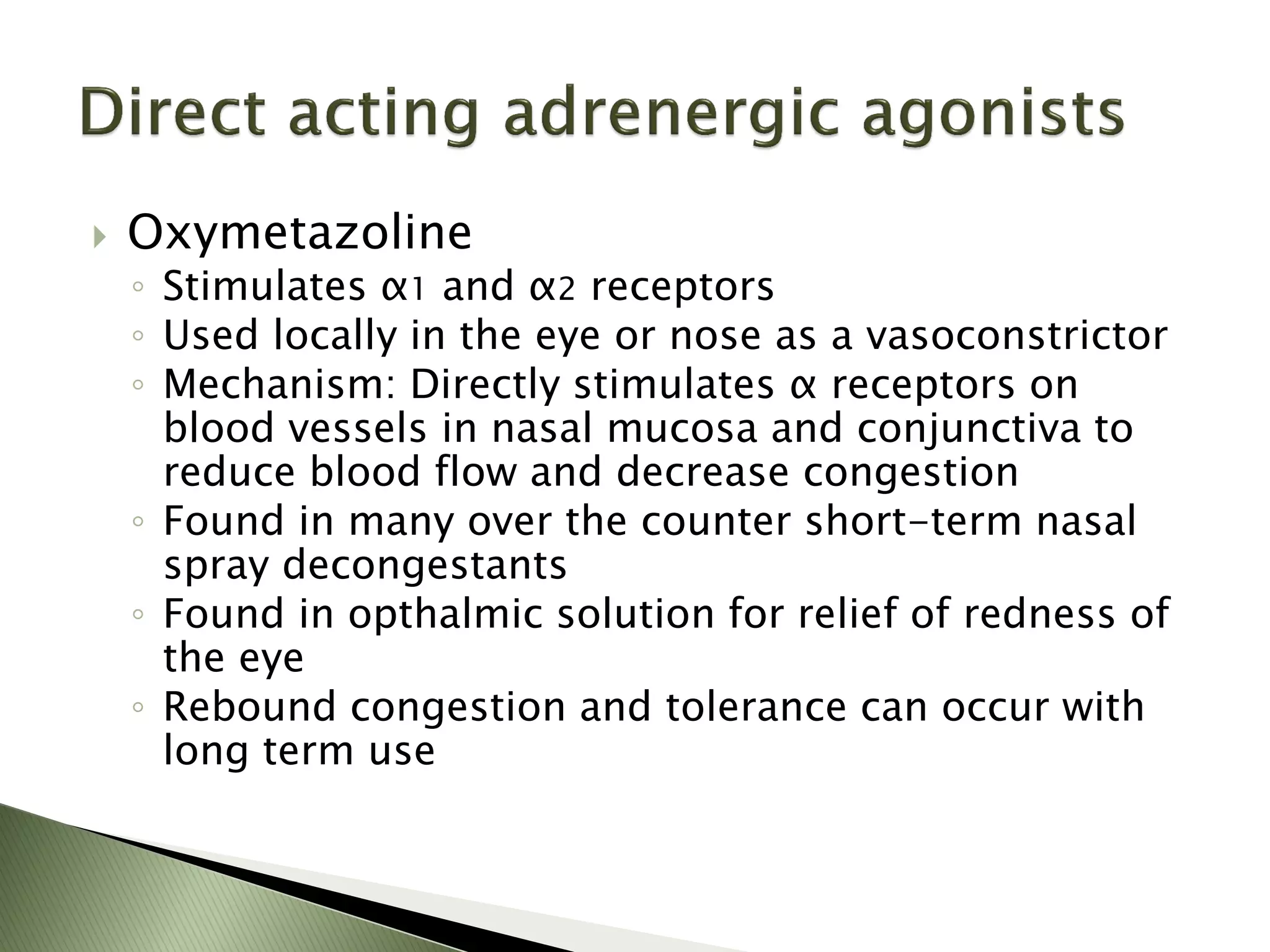 Adrenergic drugs - pharmacology | PDF