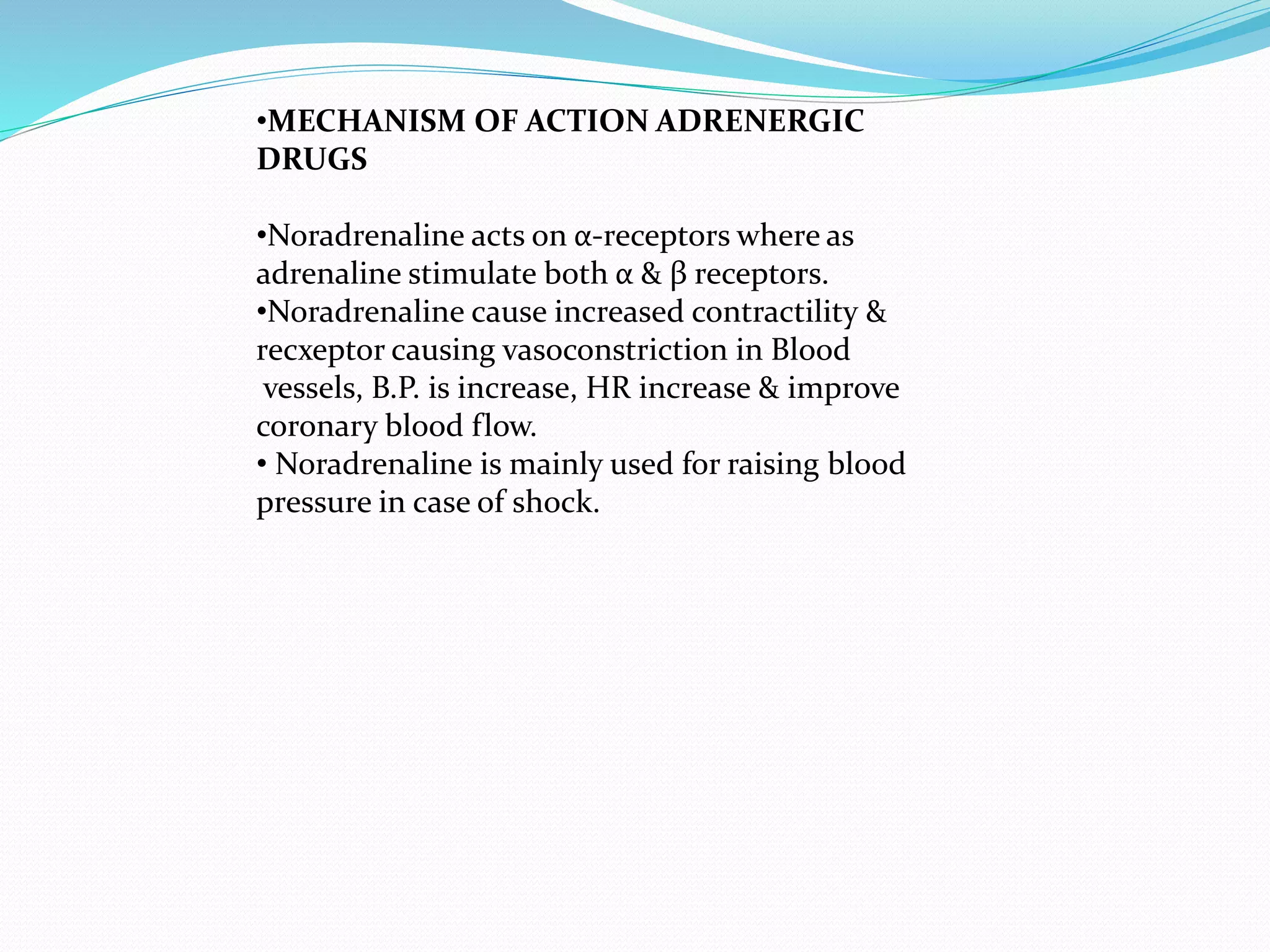 Adrenergic drugs with its drug classification and mecahnism of action | PPT