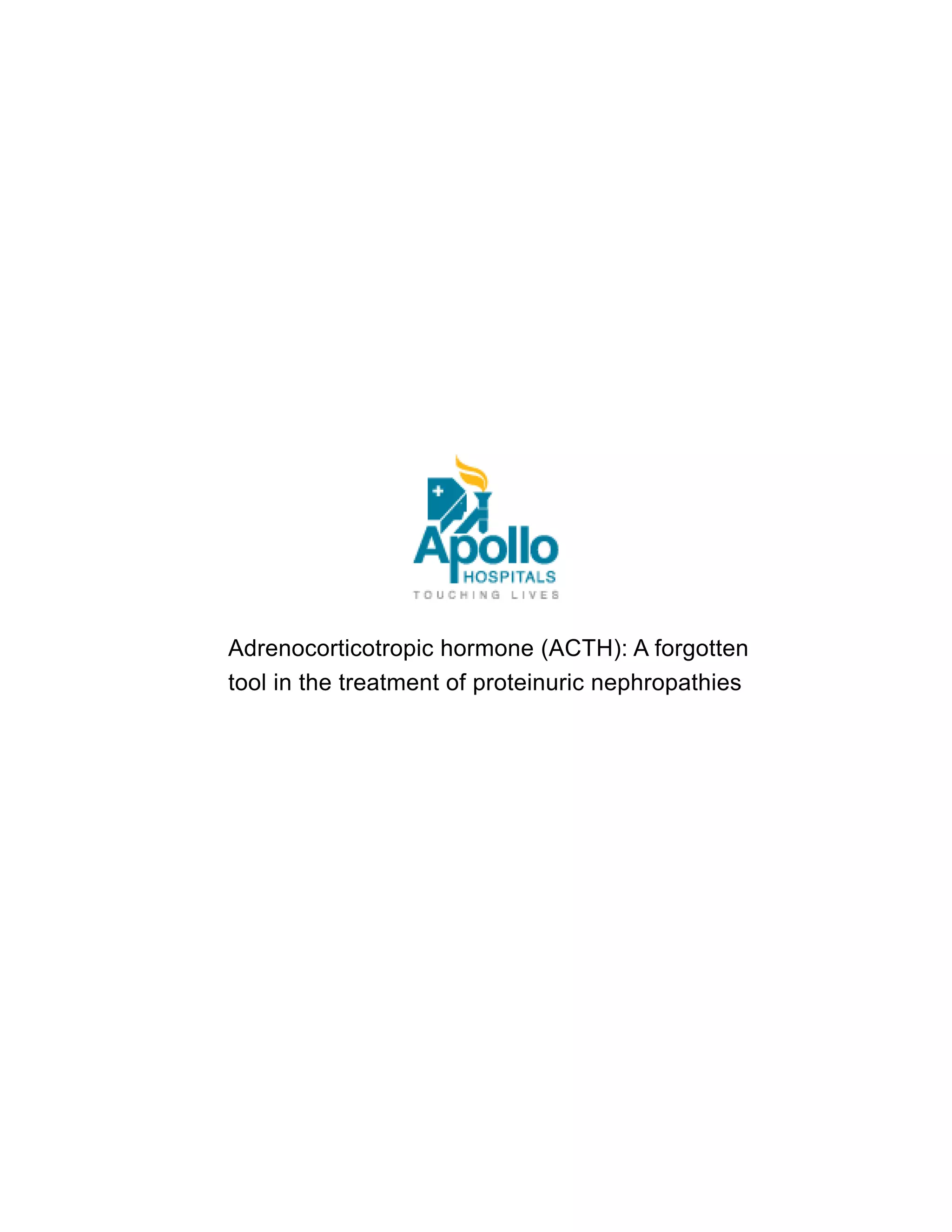 Adrenocorticotropic hormone (acth): a forgotten tool in the treatment ...