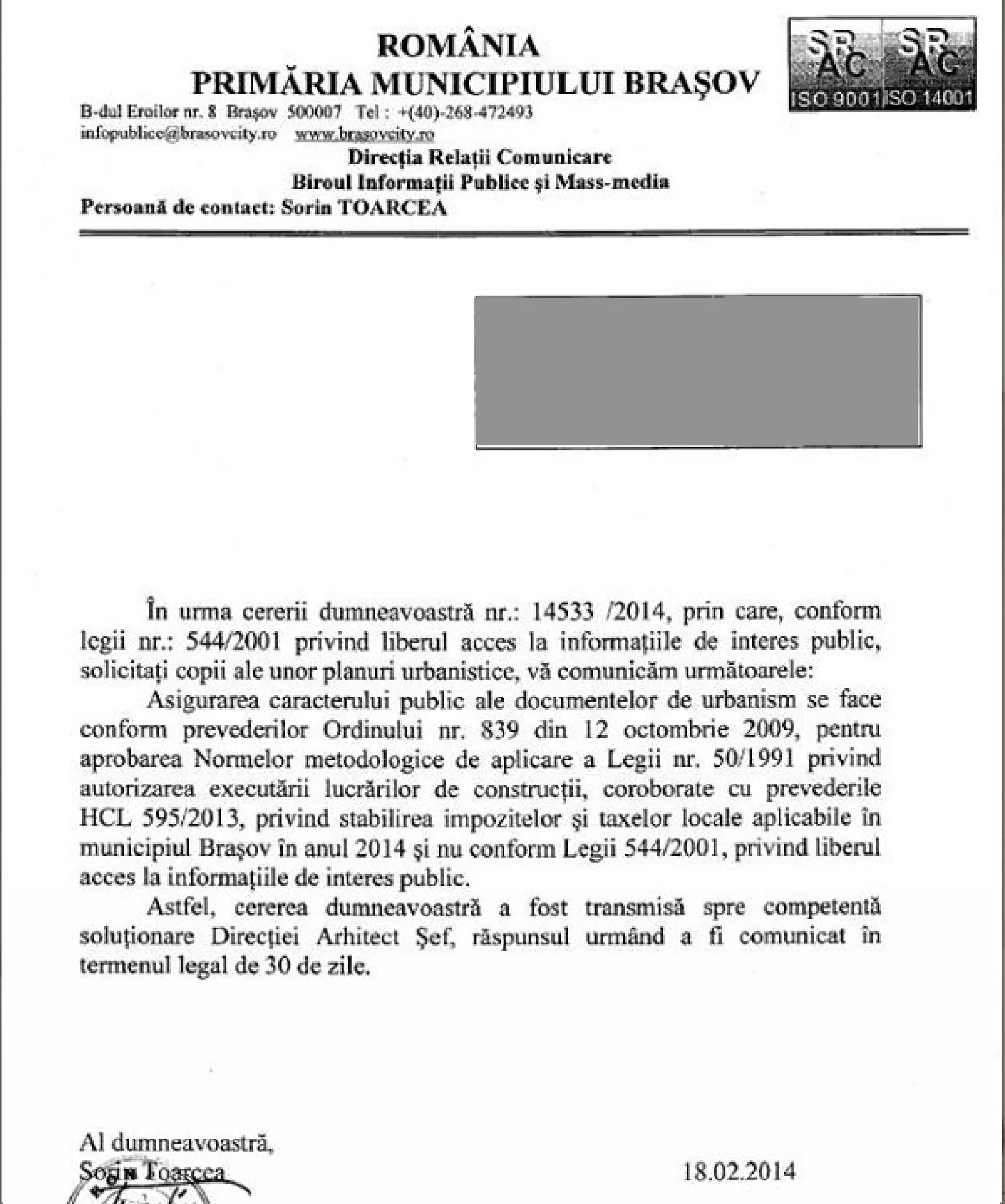 raspuns Primarie, cerere informatii publice | PDF