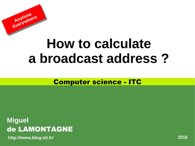 How to calculate a broadcast address ? | PPT