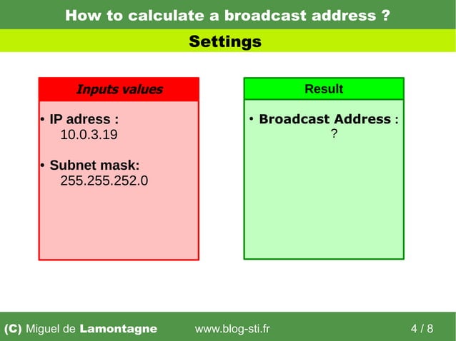 How to calculate a broadcast address ? | PPT