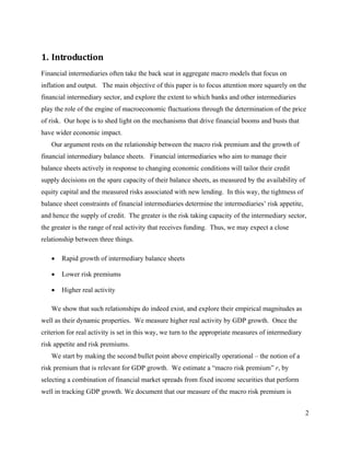 Macro Risk Premium and Intermediary Balance Sheet Quantities | PDF