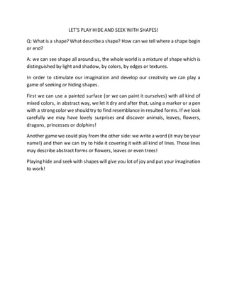 Adriana hide and seek | PDF