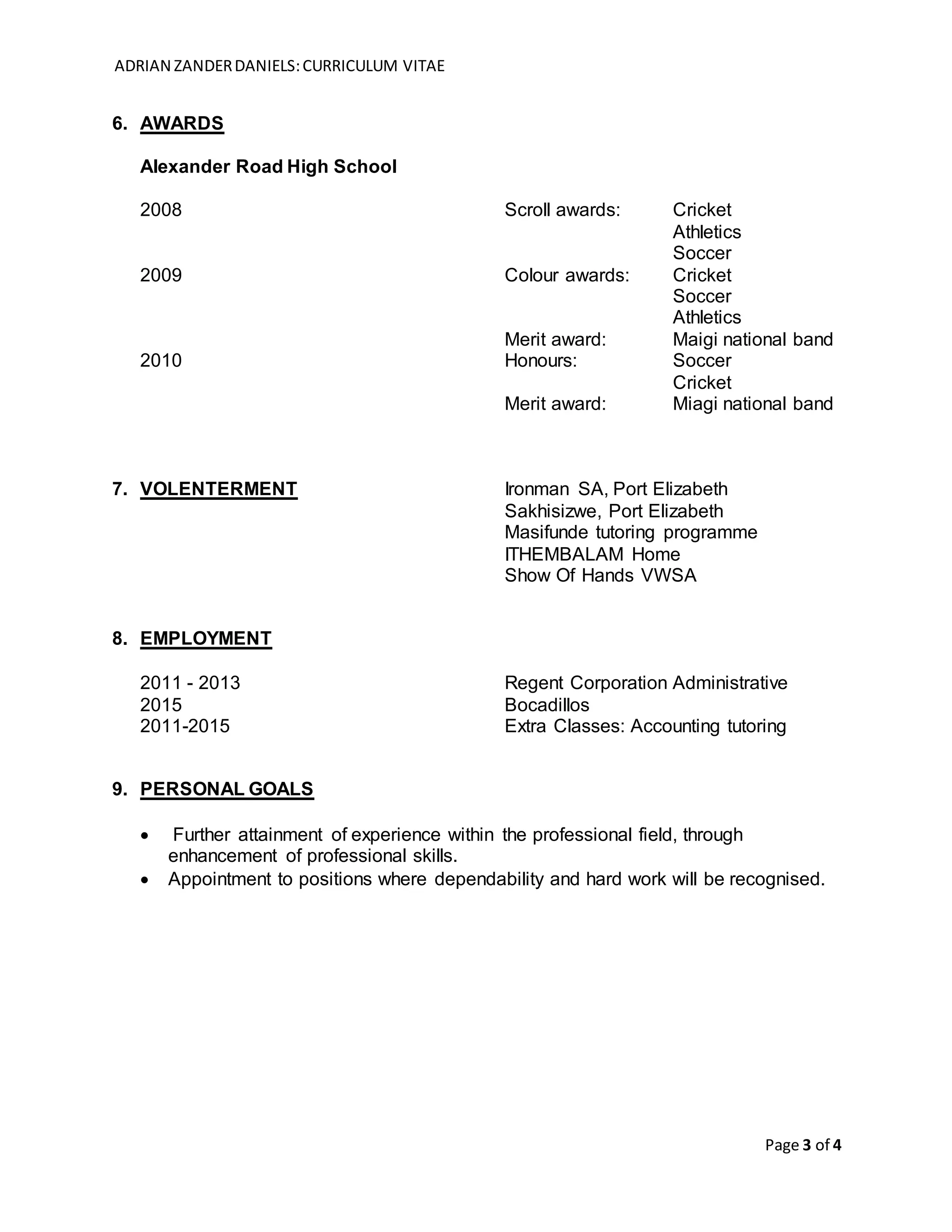 Adrian Daniels cv | DOCX