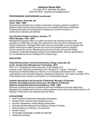 Adrianne Renee Weir Ci Resume Attachment | DOC