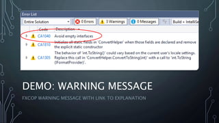 Static Analysis Tools for C# Demo | PPT