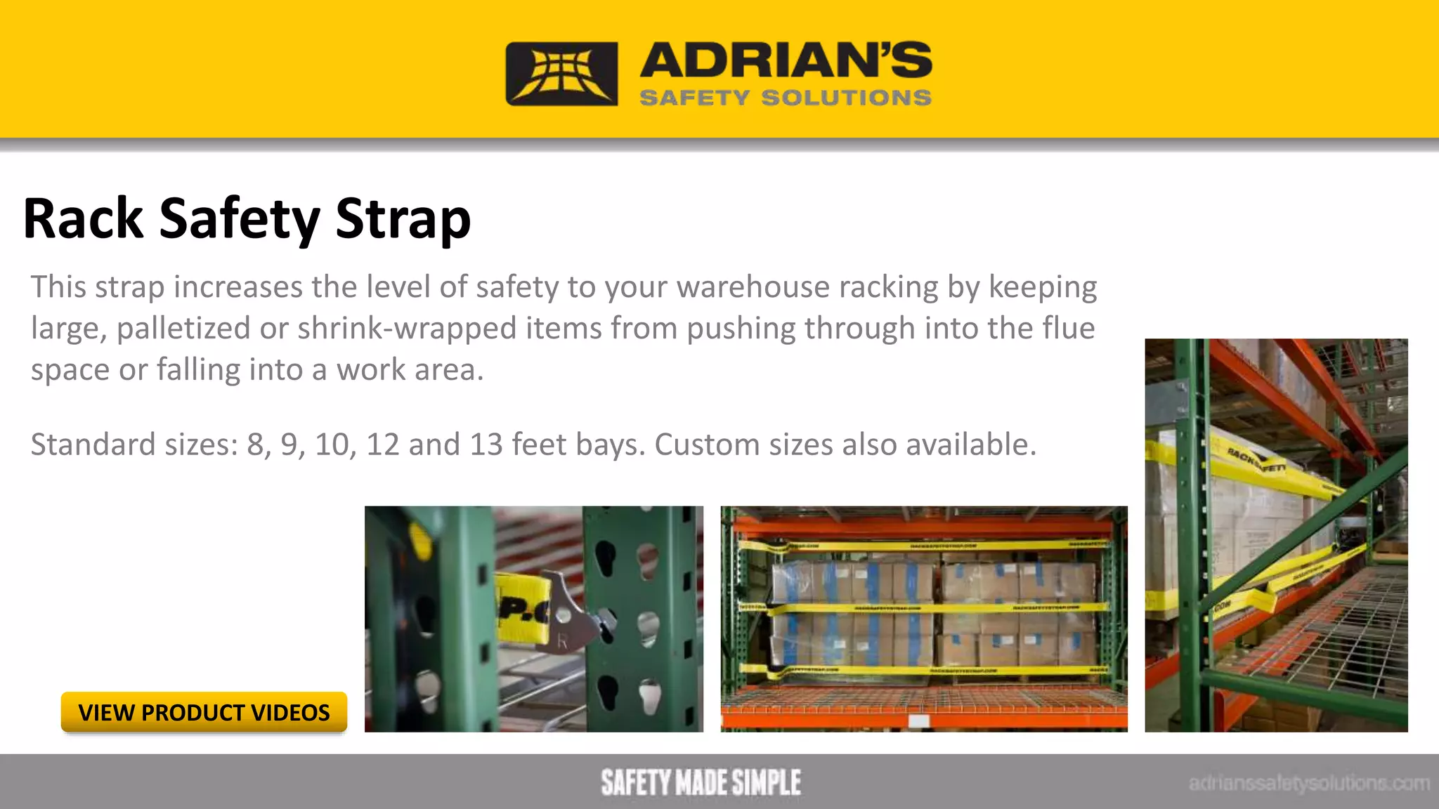 Adrian's Safety Solutions - Pallet Rack Safety Products Overview | PDF