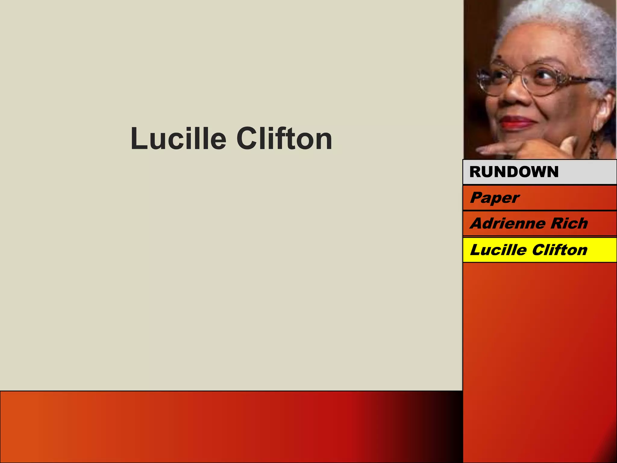 Adrienne Rich And Lucille Clifton | PPSX | Poetry | Books and Literature