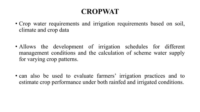 CLIMWAT and CROPWAT Model | PPTX
