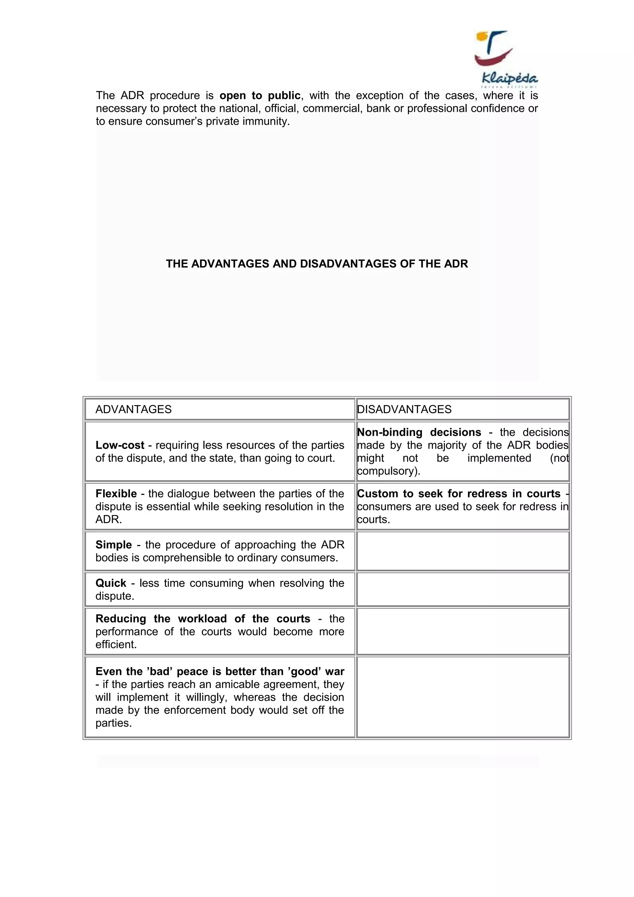 ADR mechanisms 3 | DOC | Business | Business and Finance