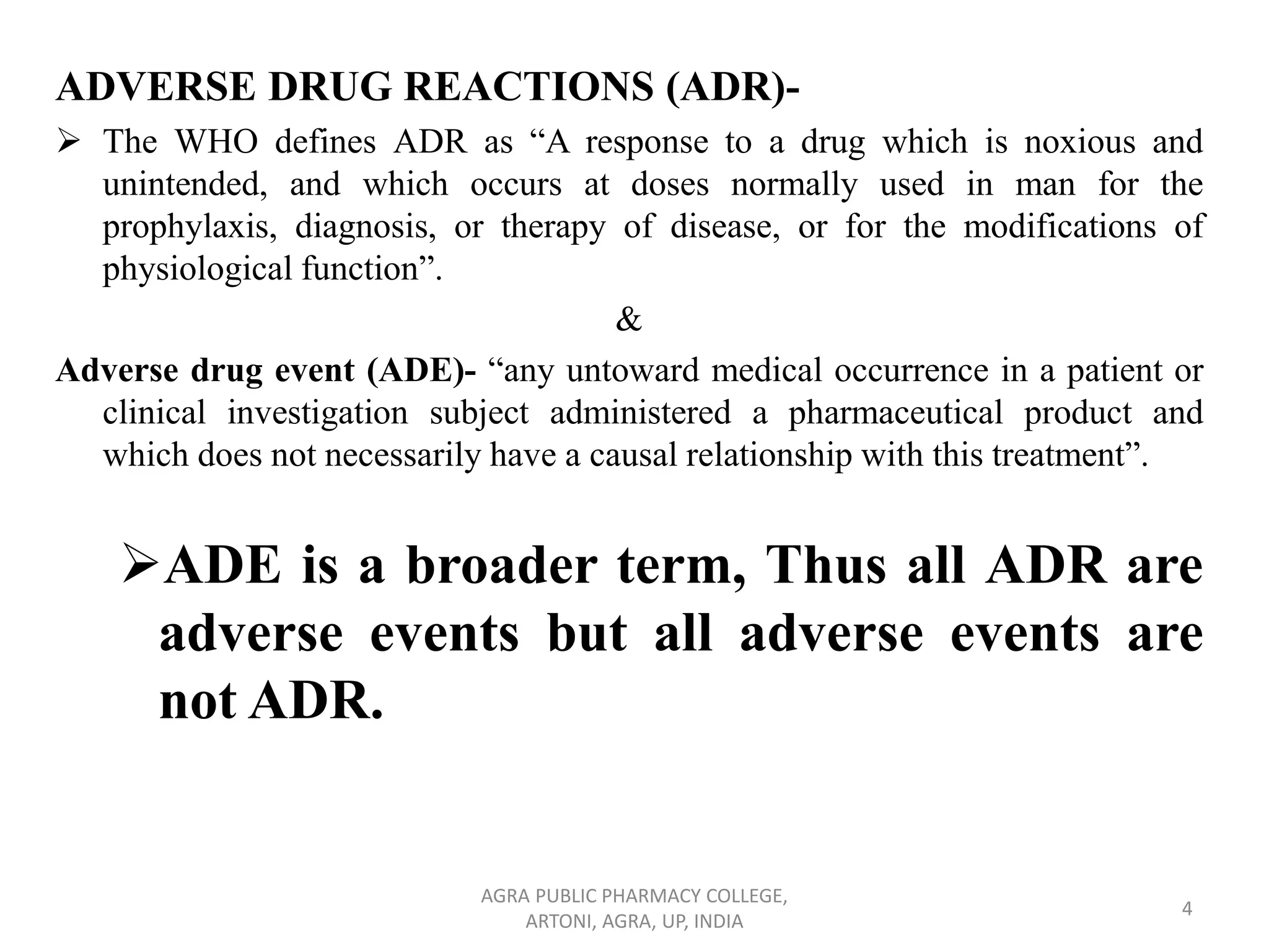 Adr; pharmacovigilance & Drug Interactions | PPT
